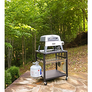 NUUK Double-Shelf Rolling Outdoor Pizza Oven Table, 24" x 30" Stainless Steel Commercial Multifunctional Food Prep Worktable with Drawer on Wheels