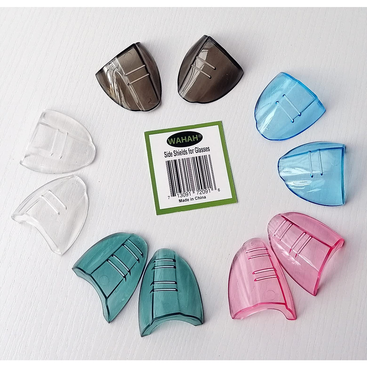 WAHAH 5 Pairs 5 Colors Side Shields for Eyeglasses - Safety Protection Side Shields for Glasses (Transparent, Bronze, Blue, Red, Green)