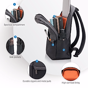 Everki 106 Light Compact 15.6-Inch Laptop Backpack with Hidden Pocket, Commute, College, School, Men or Women (EKP106) Charcoal