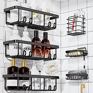 oyenbboi Shower Caddy, Shower Organizer [6-Pack], Adhesive Shower Shelves, Large Capacity Shower Rack, No Drilling Rustproof Bathroom Shower Organizer, Shower Shelf for Inside Shower