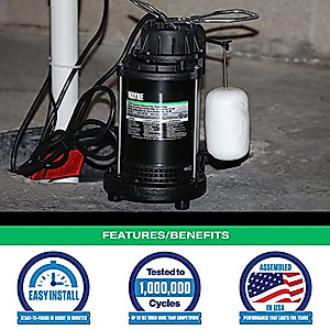 WAYNE CDU800 1/2 HP Submersible Cast Iron and Steel Sump Pump With Integrated Vertical Float Switch