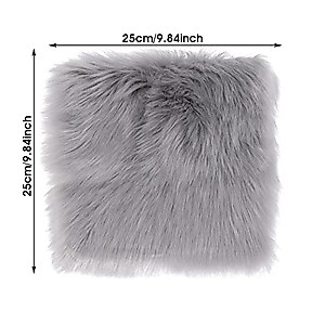 WLLHYF 10 Inches Mini Square Faux Fur Rug， Small Fluffy Area Rug Cushion for Living Room Sofa Bedroom Floor Soft Square Chair Cover Seat Pad Nail Mat for Photographing Background of Jewelry