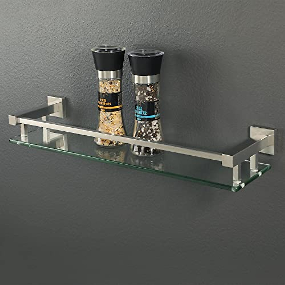 Alise GC2000-LS SUS 304 Stainless Steel Bathroom Glass Shelf Wall Mount 20 Inch,Brushed Nickel