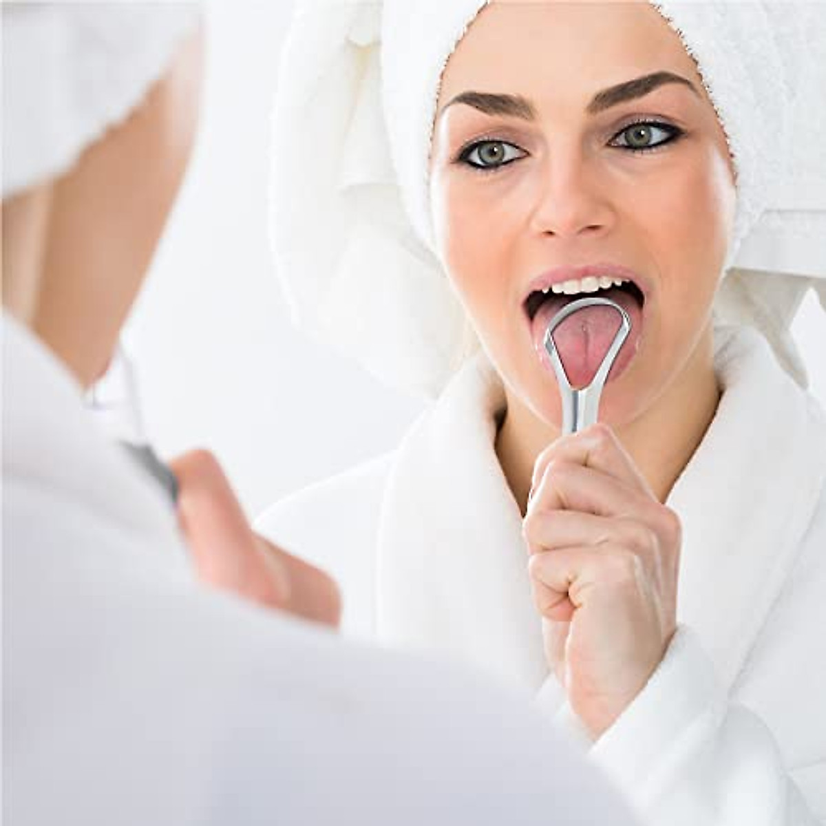 Tongue Scraper with Mini Hooks (2 Pack) Tongue Cleaner Medical Grade Stainless Steel Tongue Cleaning Tools for Adults and Kids Oral Care Eliminate Bad Breath Tongue Brush