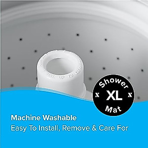 SlipX Solutions Accu-Fit Square Shower Mat, Extra Large 27"x27", Non-Slip Stall Mat for Elderly & Kids Standing Bath Tub Mat, Machine Washable, Suction Cups, Transparent Gray