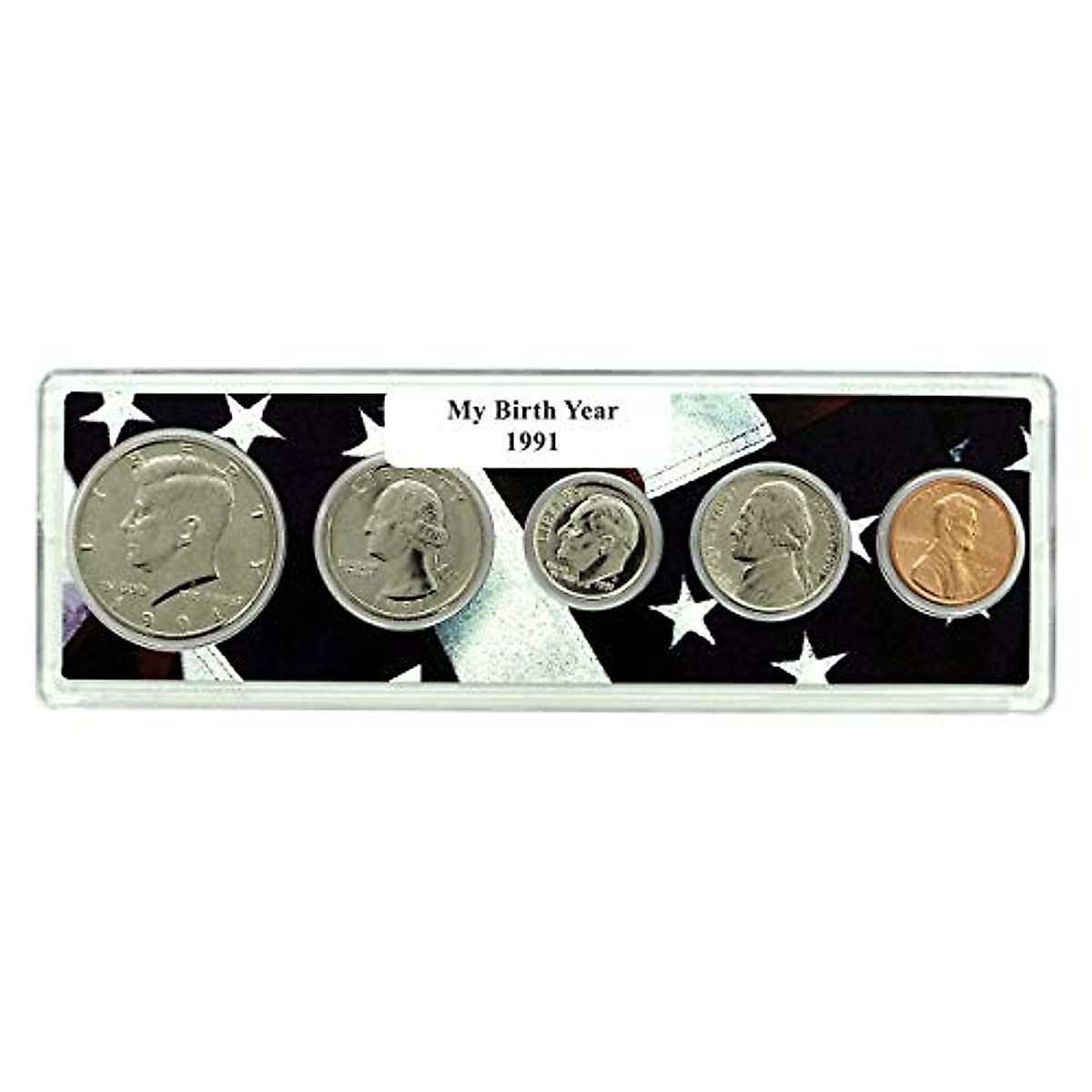 1991-5 Coin Birth Year Set in American Flag Holder Uncirculated