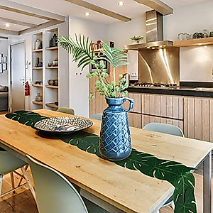 XunYee 100 Pcs Large Palm Leaves Artificial Monstera Leaf Decor Tropical Palm Leaves Placemats for Wedding Hawaiian Luau Party Jungle Safari Beach Table Decoration, 11.4 x 13.8 Inch