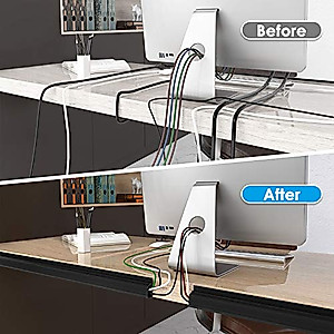Delamu Cable Management Under Desk- 4 Pack J Channel Cable Raceway, 62.8'' Cord Cover Hider- Self Adhesive Cord Cable Organizer for Desk Wire Management- Cable Management Tray, 4X15.7'', Black
