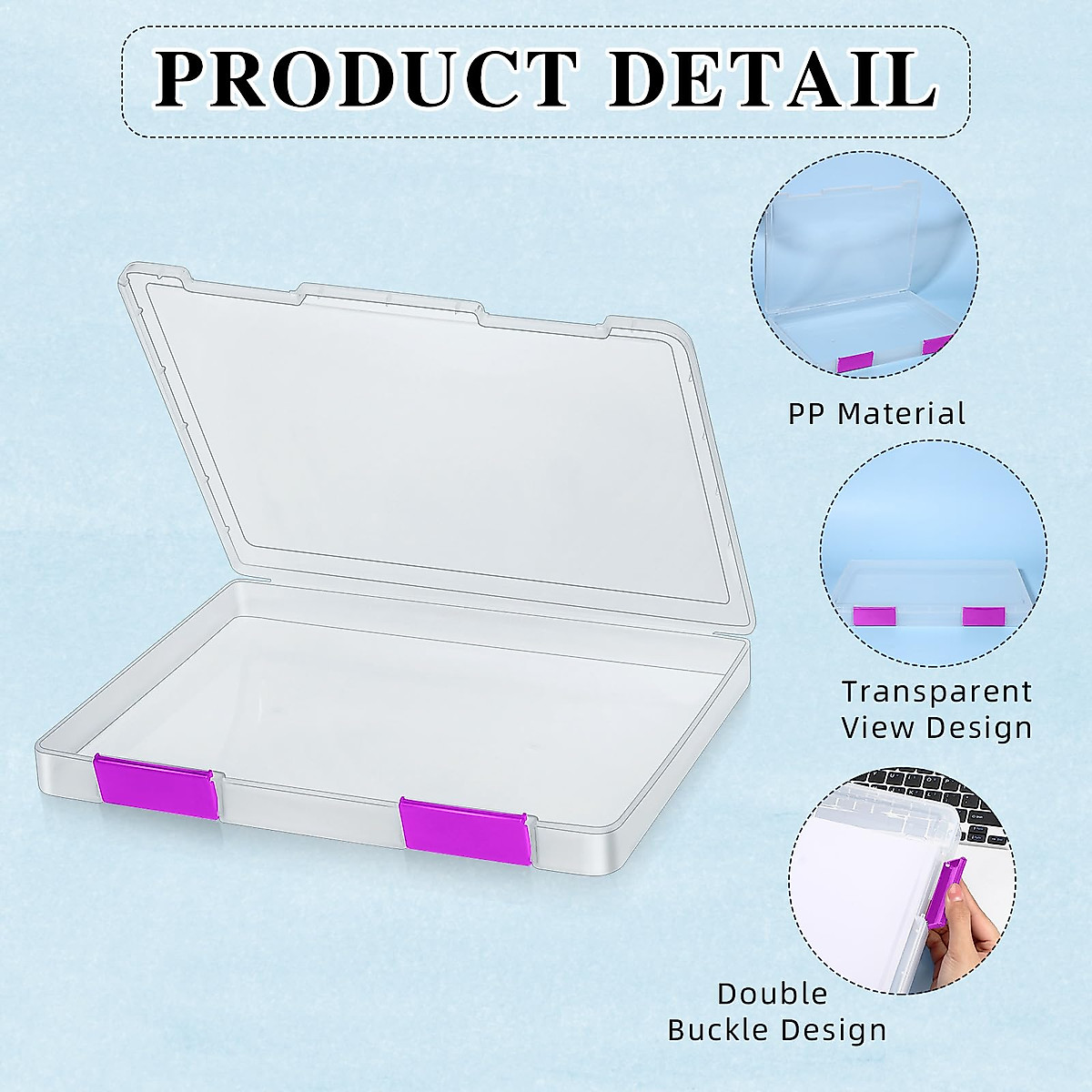 PerKoop 6 Pcs Clear A4 File Box Document Plastic Storage Box Paper Plastic Case Board Game Storage Containers Magazine Protector File Holder with Buckle (Colorful,12.4 x 9.84 x 1.18 Inches)