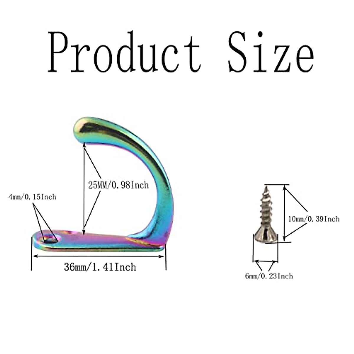 YEWIN 12pcs Rainbow Metal Wall Hooks-Vintage Mounted Hook Hangers with 24pcs Screws for Robe Coat, Towel, Hanging Hat, Cap, Scarf, Cup, Key, Bag (Rainbow 12pcs)