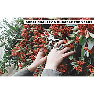 Skyhaven Harvest Bypass Pruning Shears 8 Inch Japanese-style Forged Carbon Steel Garden Scissors, Gardening Tools Hand Pruner with Ergonomic Handle.