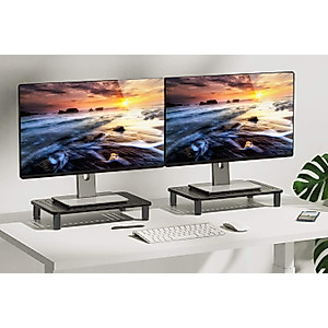 Husky Mounts Monitor Riser Laptop Stand, Adjustable Legs, Stackable, 14.5" x 9.25" x 3.25" Max Height, Matte Black Steel, 1 Stand