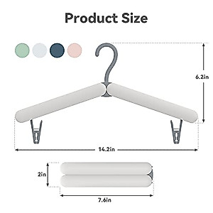 Sazfli 4-Pack Foldable Travel Hangers, Portable Lightweight and Durable Collapsible Hanger with Clips for Clothes and Socks