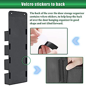DonYeco Over The Door Organizer, 5 Layers Hanging Door Organizer, 3 Large Capacity Pocket Organizers and 3 Small Pockets, 6 Fixing Stickers, 3 Blank Index Cards, Black