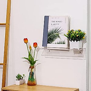 Invisible Acrylic Floating Shelves for Funko Pop Lego Sets Collectibles Bookshelf Figures Plant Picture Photo Modern Wall Ledge Floating Shelf for Bedroom Decor Living Room Wall Mounted Set of 4