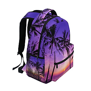 TropicalLife Hawaiian Palm Tree Ocean Theme Backpacks Bookbag Shoulder School Computer Hiking Gym Travel Casual Travel Daypack