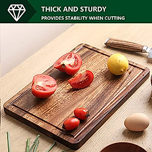 Vandroop Acacia Wood Cutting Board for Kitchen,Reversible with Juice Groove, Butcher Block Cheese Charcuterie Board (Acacia, 11 x16" Rectangular)