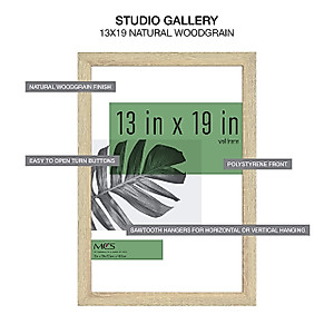 MCS Studio Gallery 13x19 Picture Frame Natural Woodgrain, Rectangle Photo Frame for Photos, Posters & Art Prints (1-Pack)