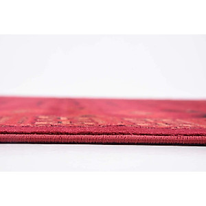 Unique Loom Tekke Collection Over-Dyed Saturated Traditional Torkaman Area Rug, 9 x 12 ft, Red/Black