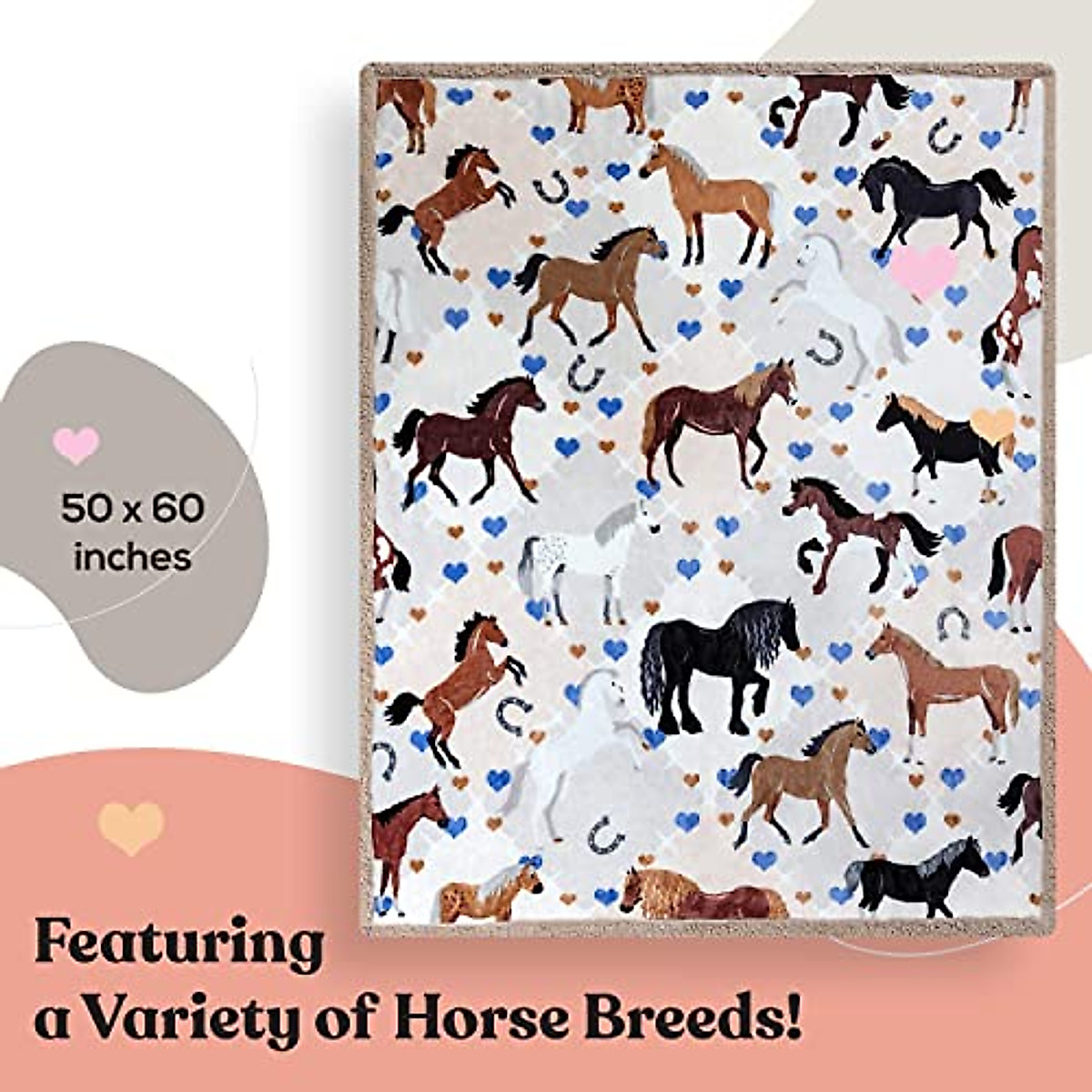 Horse Blanket - Lightweight 50x60 Inch Luxuriously Soft Horse Throw Blanket - Most Beloved Horse Gifts for Girls, Women, and Horse Lovers Everywhere