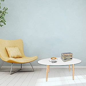 MyHarney Oval Coffee Table Midcentury Modern Coffee Table Wood Coffee Table Modern Coffee Table for Living Room, Small Modern Furniture for Home, 39.3" D x 19.6" W x 16.5" H