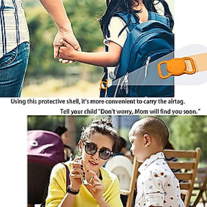 2-Pack Dog Collar Holder Compatible with AirTag, Soft Silicone Waterproof Case for Apple Air Tag Tracker Kids School Bag & Backpack & Dog Pet Collar Loop Holder (Orange/Blue)