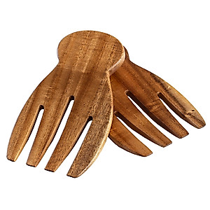 TB Home Acacia Wood Salad Hands, Set of 2 Wooden Salad Servers, Serving Set Great for Tossing and Serving Salad, Pasta and More