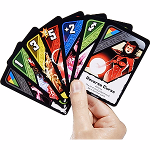 Mattel Games ​UNO Ultimate Marvel Card Game Add-On Pack with Scarlet Witch Character Deck & 2 Collectible Foil Cards, Gift for Collectors & Kids Ages 7 Years & Older