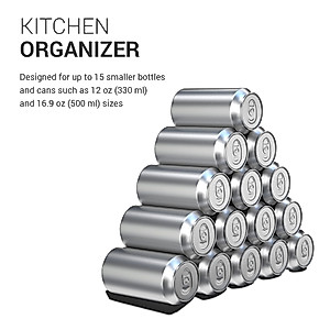 kwmobile Silicone Bottle Stacking Mat (Set of 2) - Refrigerator Organizer Holder Rack to Stack Bottles, Cans, Beer, Soda - Black