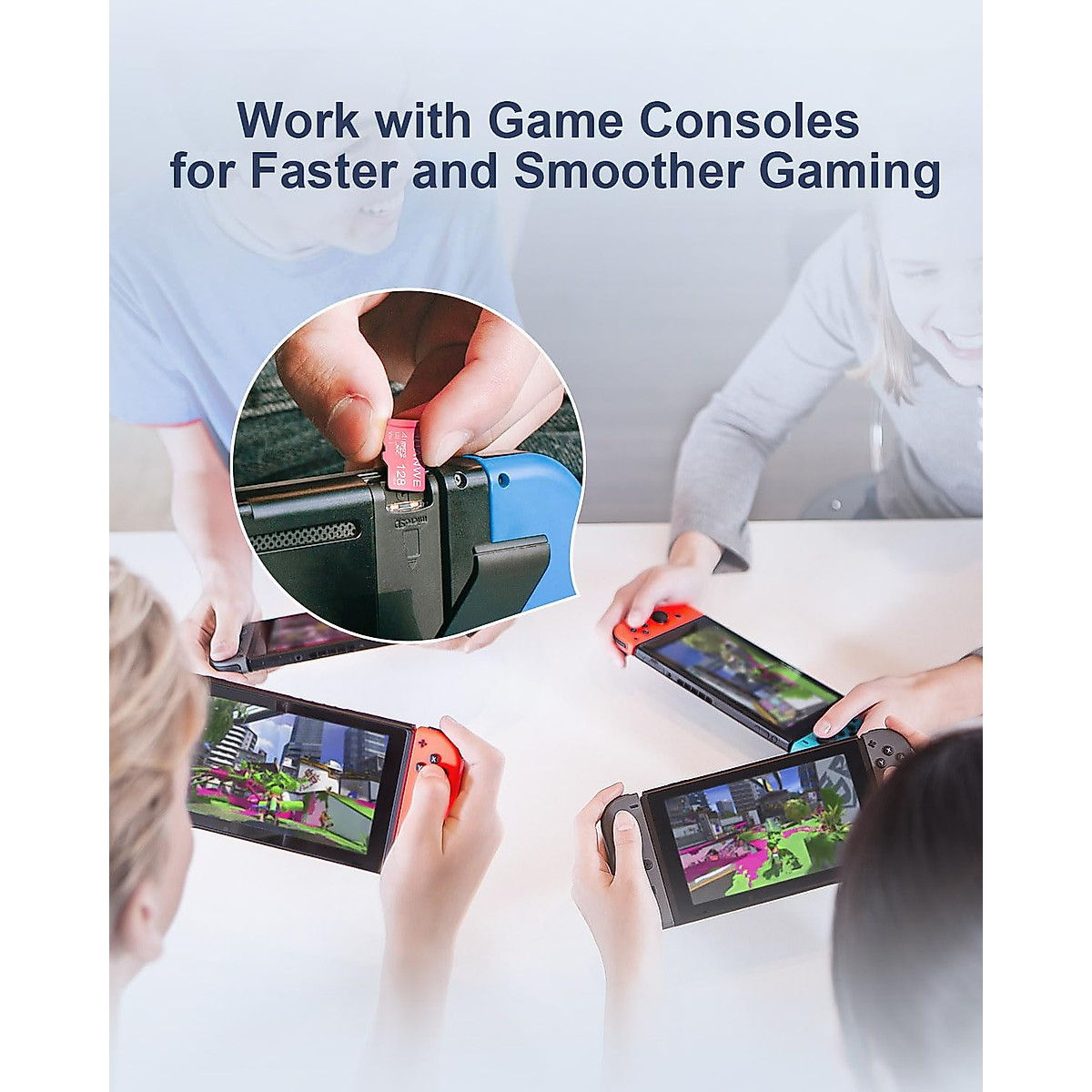 JUANWE 128GB Micro SD Card 2 Pack microSDXC Memory Card with SD Adapter C10 U3 A1 V30 Memory Card SD Card Pink, 128GB