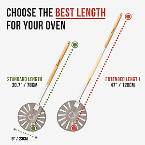Chef Pomodoro Aluminum Turning Pizza Peel with Detachable Wood Handle for Easy Storage, Pizza Turner, Pizza Turning Peel, Luxury Pizza Paddle for Baking Homemade Pizza Bread (9-Inch)