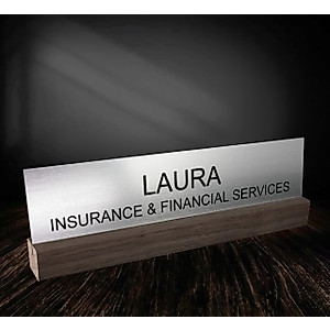 Lasercrafting Personalized Office Name Plate With Optional Wall or Desk Holder - 2x8 - CUSTOMIZE. Choose from a variety of colors and fonts to match your style. Great gift idea.