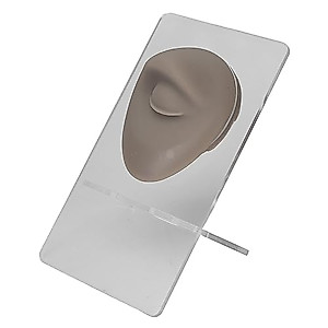 Silicone Eye Eyebrow Model for Jewelry Display, 3D Simulated Piercing Practice Eye Model with Stand (Dark Skin Color)