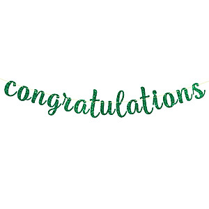 Maicaiffe Congratulations Banner - Graduation Party Supplies - Birthday Retirement Wedding Engagement Marriage Anniversary Banner Decor Green Glitter