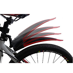 WIROJ Adjustable Road Mountain Bike Bicycle Cycling Tire Front and Rear Mud Guards Mudguard Fenders Set (Red & Black)