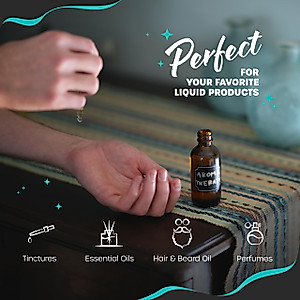 Nevlers 48PK Amber 2 oz Dropper Bottles Glass Set | Leakproof Amber Dropper Bottles Useable as Tincture Bottles with Dropper, Droppers for Oils, Medicine Dropper, Eye Dropper, & Gifts for Mom