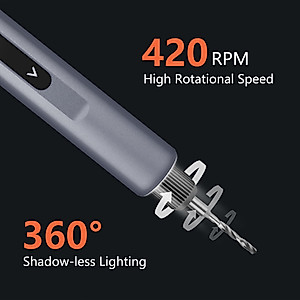 Cordless Precision Electric Drill & Screwdriver - OLED Display, 5 Torque Gears, 420RPM, Rechargeable Electric Screwdriver and Mini Drill 2-in-1 Toolkit