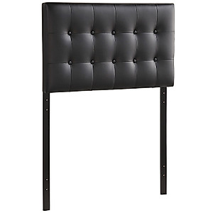 Modway Emily Tufted Button Faux Leather Upholstered Twin Headboard in Black