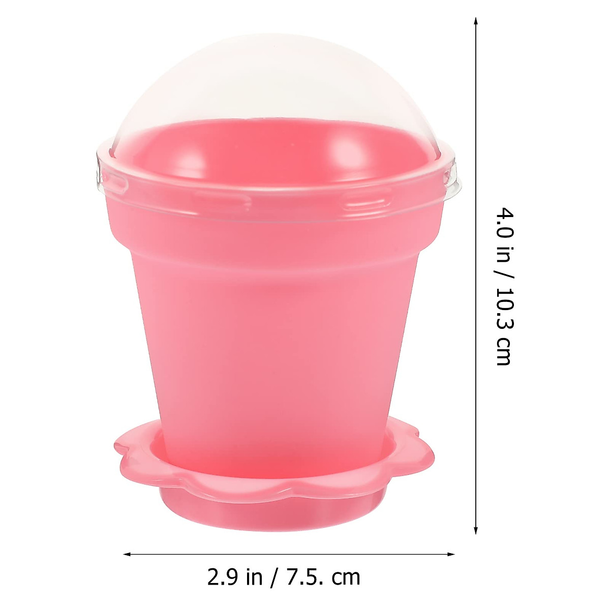 Kichvoe Flower Pot Dessert Cups 25 Sets Novelty Ice Cream Cups with Dome Lids Shovel Spoon for Appetizer Mousse Parfait Yogurt Pink