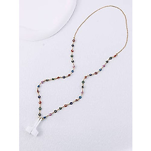 Female Magnetic Anti-Lost Straps Holder Gold Chain Colorful Eye Beads Necklace Leash String for Airpods Pro 3 2, 72cm (Colorful Beads), 28.35X0.43X0.43inches (FDL-001)
