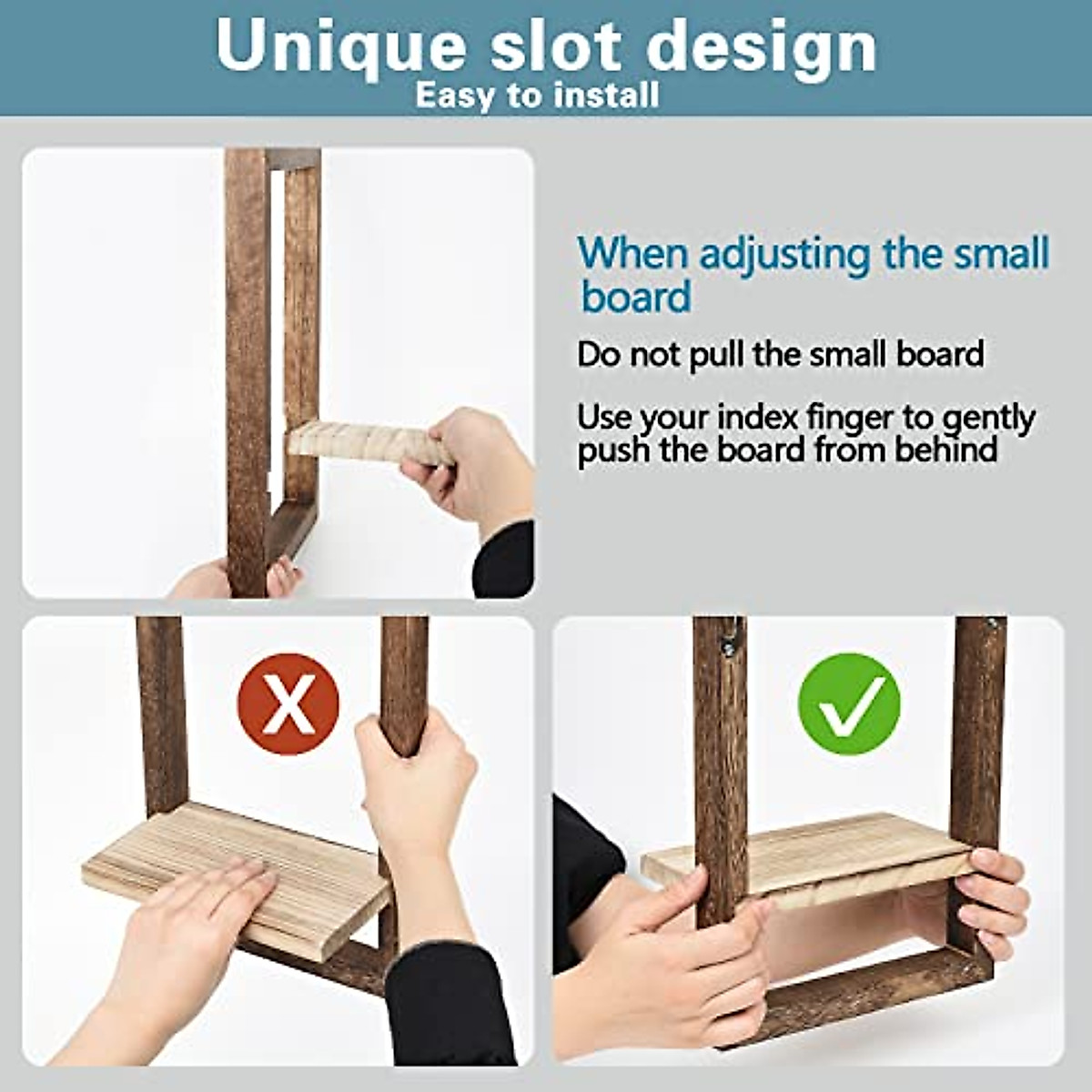 idee-home Wall Shelves Floating Shelves for Wall Set of 4, Hanging Shelves for Wall Storage, Square Wall Shelf Decor, Wall Mounted Shelves for Bathroom, Living Room Brown