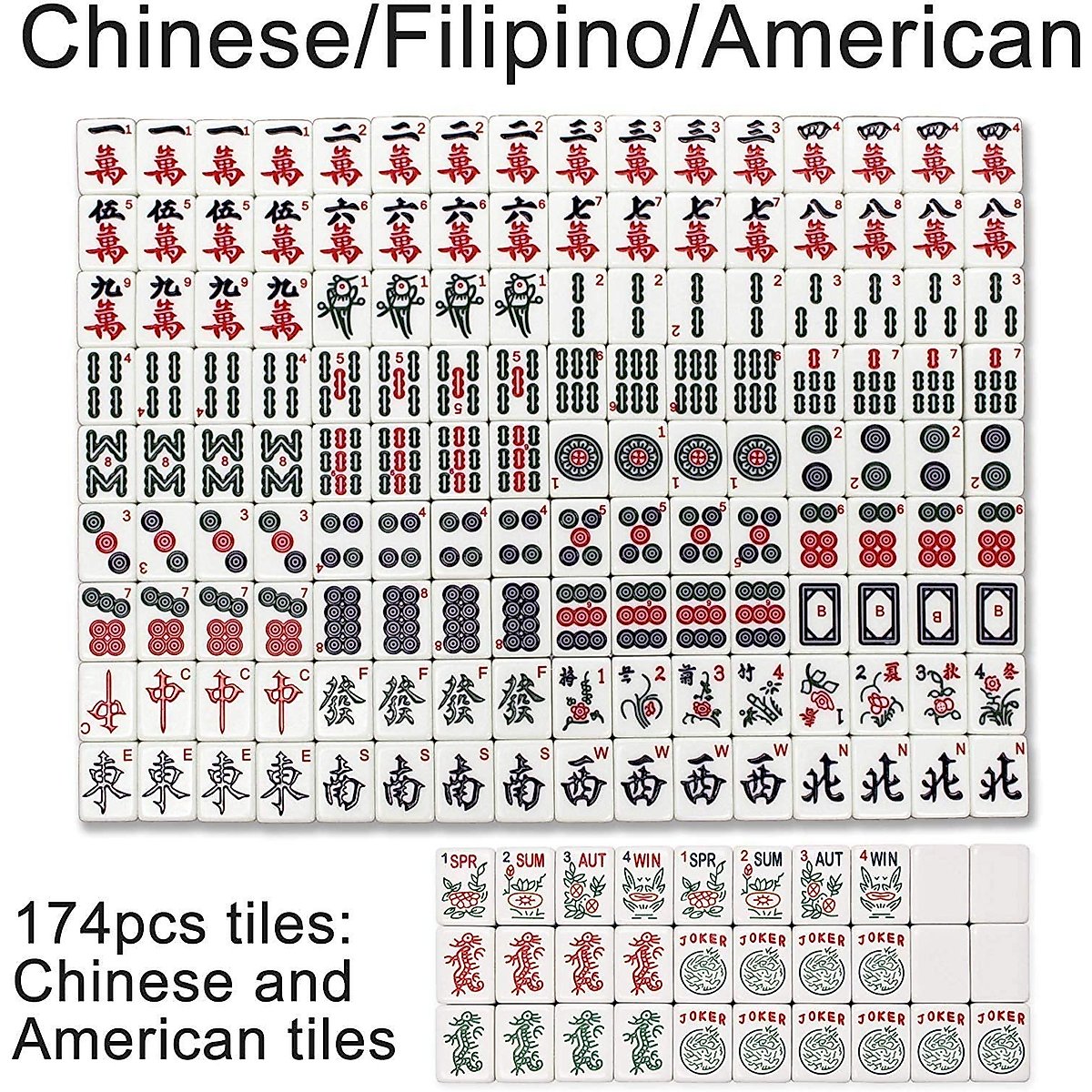 USA MJ Table Automatic Mahjong Mah jongg Table 36mm American Mahjong Numbered Tiles Foldable Style with 2 Sets of Tiles + 4 Racks Built-in Hard Table Cover