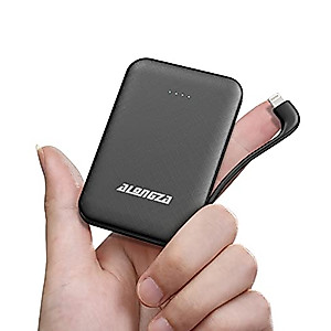 Alongza Small Portable Phone Charger 4500mAh Power Bank with Built-in Cable USB C Fast Lightweight Battery Pack Cell Phone Charger Slim Clutch Charger External Battery Backup for iPhone,Android