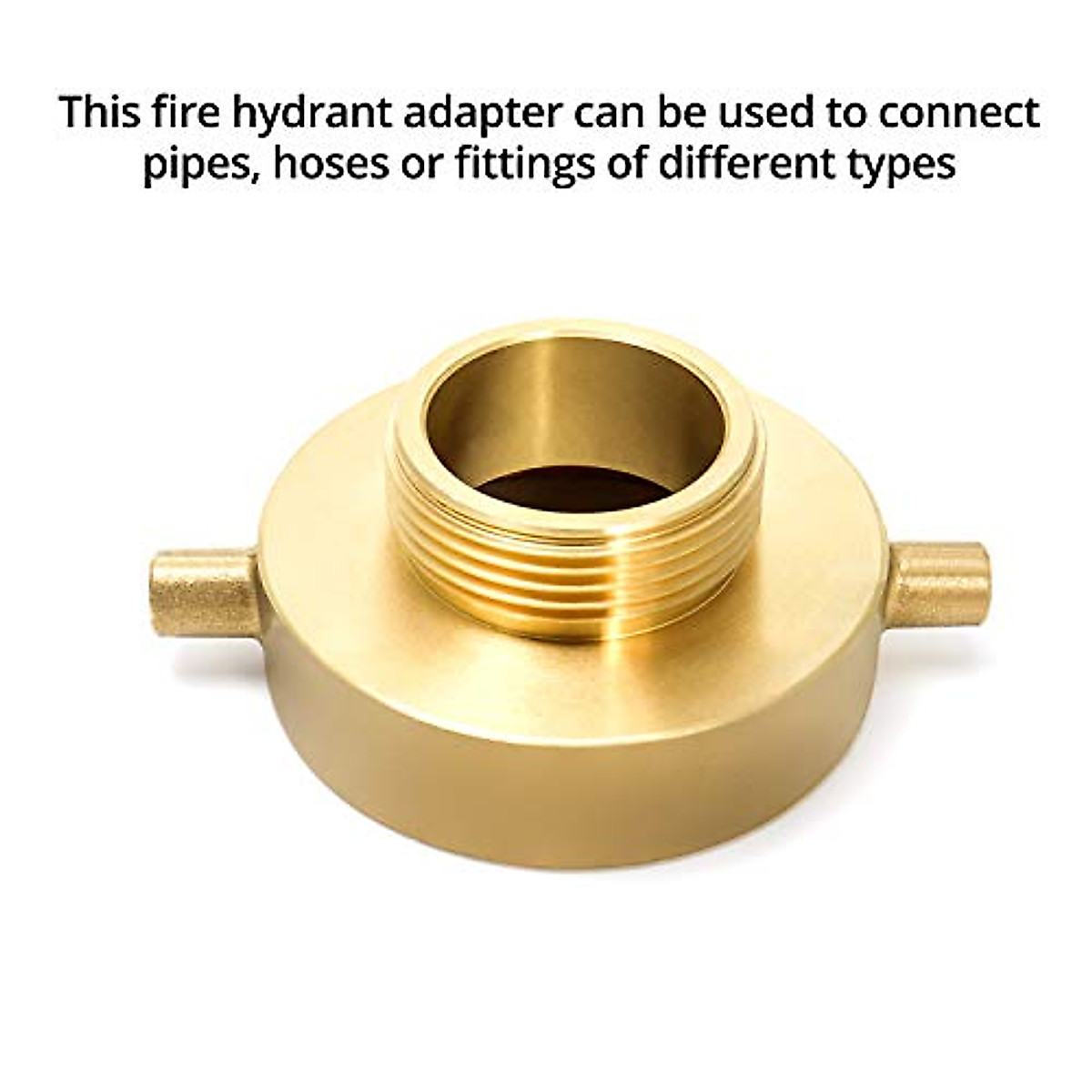 QWORK Brass Fire Hydrant Adapter, Hydrant to Garden Hose Adapter, 2-1/2" NST (NH) Female x 3/4" GHT Male, Fire Equipment Hose Adapter with Pin Plug, 1 Pack