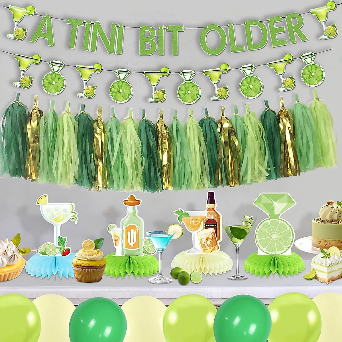 A Tini Bit Older Birthday Decor Banner, a Tiny Bit Older Martini Themed Party Decorations Party Supplies Banners and Tassel Garland