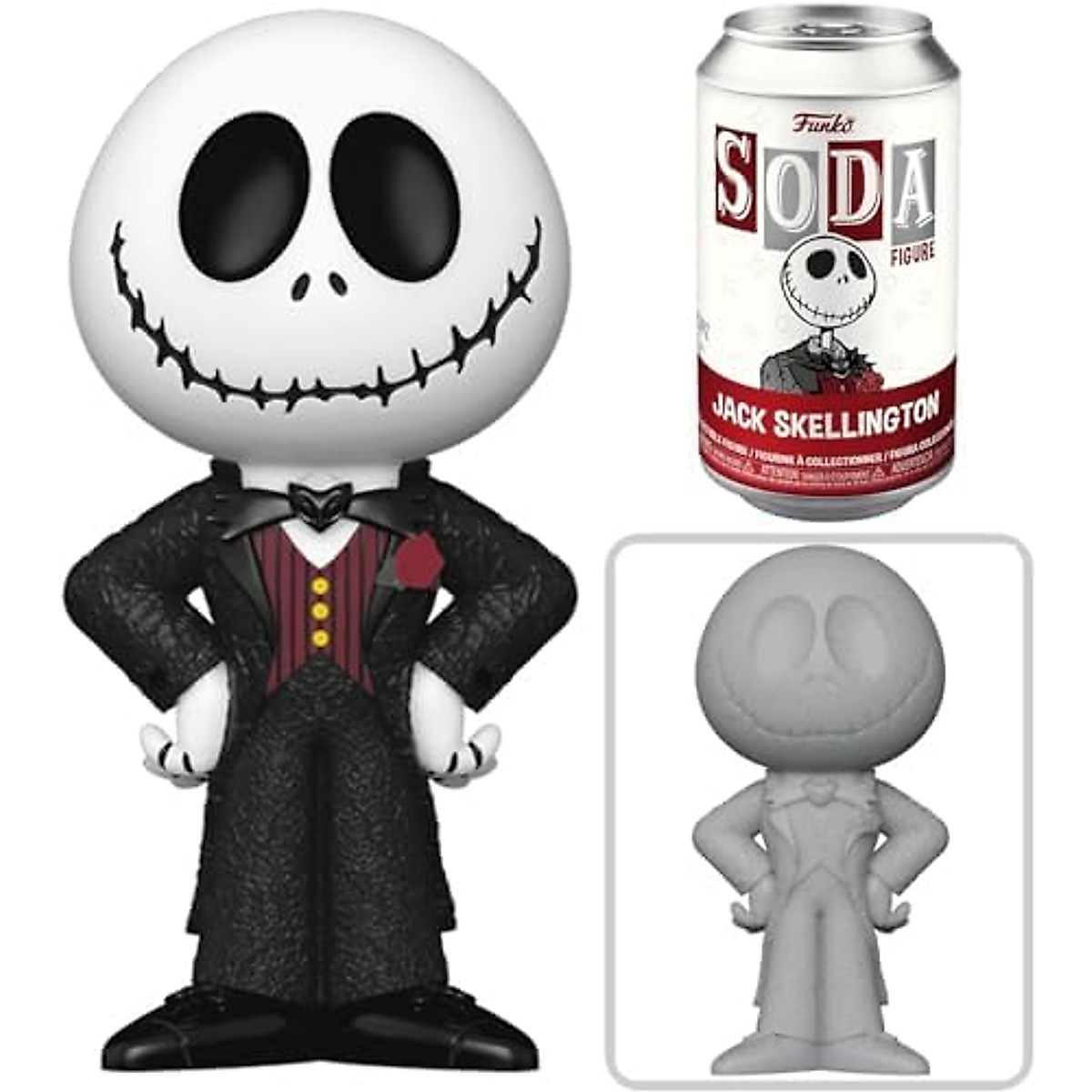 Skull Jack Nightmare Before Christmas Figure Bundled with Scary King Skellington Soda Wild Can + 3D Icon Oogie Boogie Pop! Pin! + Halloweentown Fright Bitty Character! 4 Items