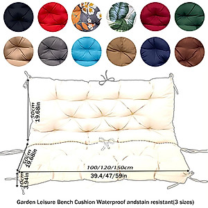 liquor red Thicken 5"Swing Chair Pads for Garden Patio Swing Replacement Cushions with Backrest Waterproof Bench Cushion for Outdoor Furniture 2-3 Seater Washable Swing Replacement Cushions/60"x40"