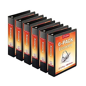Cardinal by TOPS Products Economy Value ClearVue 2-Inch Slant-D Ring Binders, 540 Sheet Capacity, Black, Case of 6 Binders (90760)