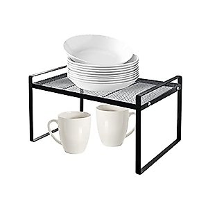 Vicosey Cabinet Shelf , Shelf organizer,Rustproof Kitchen Counter and Cabinet Shelf , Space Saver Under Cabinet Shelf , Cupboard, Plate, Dish, Counter & Pantry Organizer Organization,Black/Iron