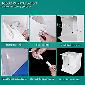ZKEEZM Light Box Photography 16"x16" with 120 LED, and 6 Color Backdrops Photo Box with Lights Foldable Lightbox for Product Photography with Adjustable 3000-6500K Bi-Colour Brightness